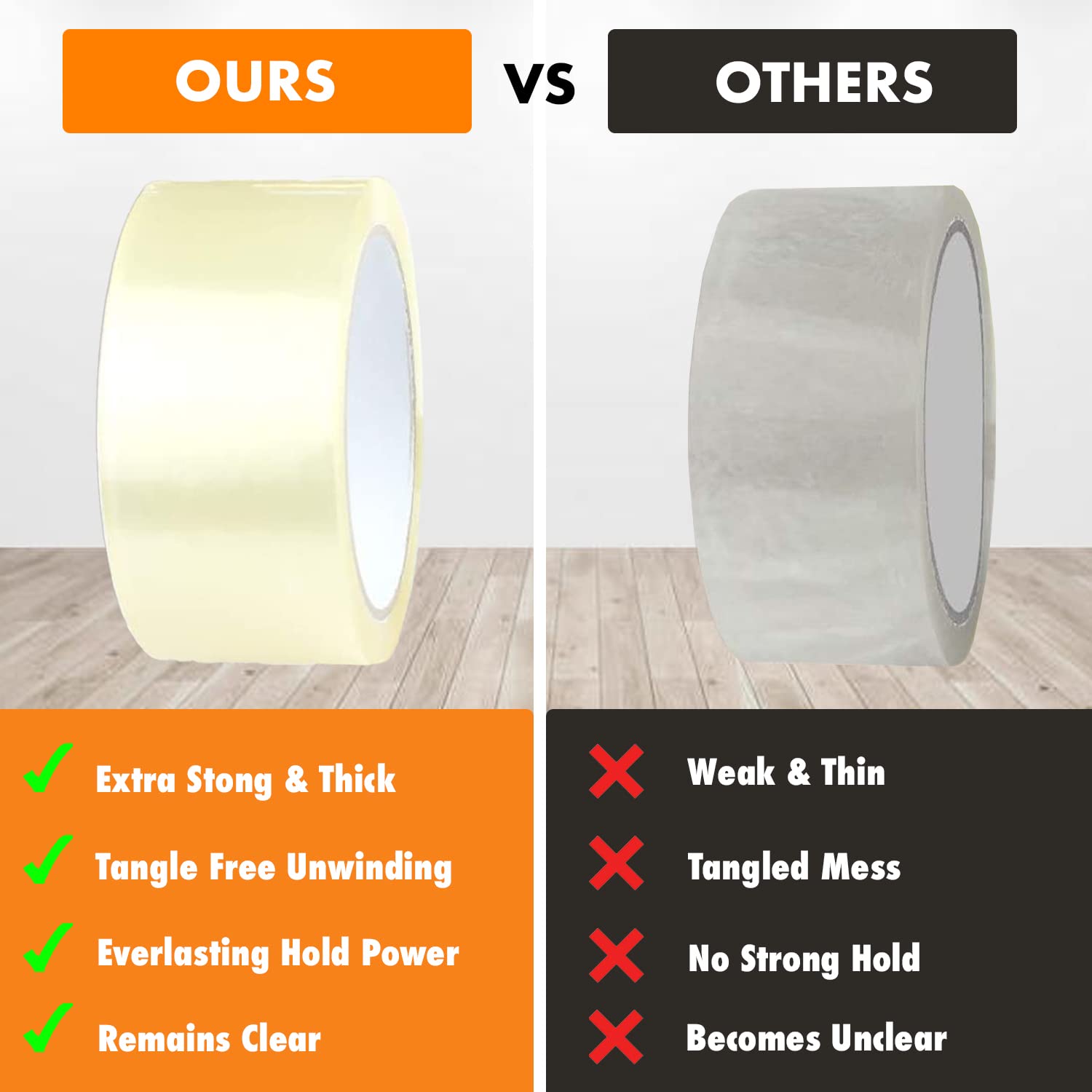 Packing Tape x12 Extra Long Rolls (48mm x 150 Meters) Clear Packaging ...