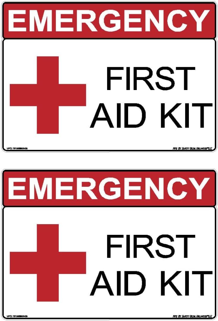 Amazon.com : Emergency First Aid Kit Cabinet Label Sticker Decal Workplace Nurse Bandage Red ...