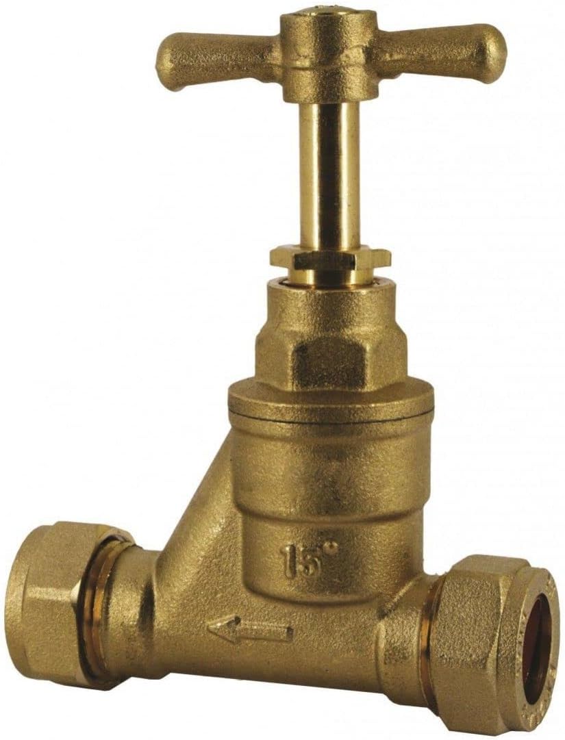 15mm Stopcock Valve - Brass Compression Stop Cock/Tap BS1010 : Amazon ...