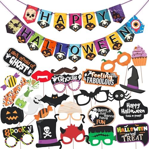 Hand Made 14 Pcs Halloween Party Prop Photo Booth Props DIY Kit for ...