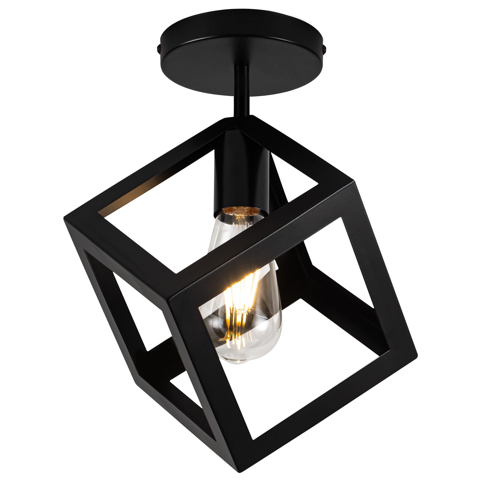 Edzemuwa Modern Black Flush Mount Ceiling Light Fixture, Metal Frame ...
