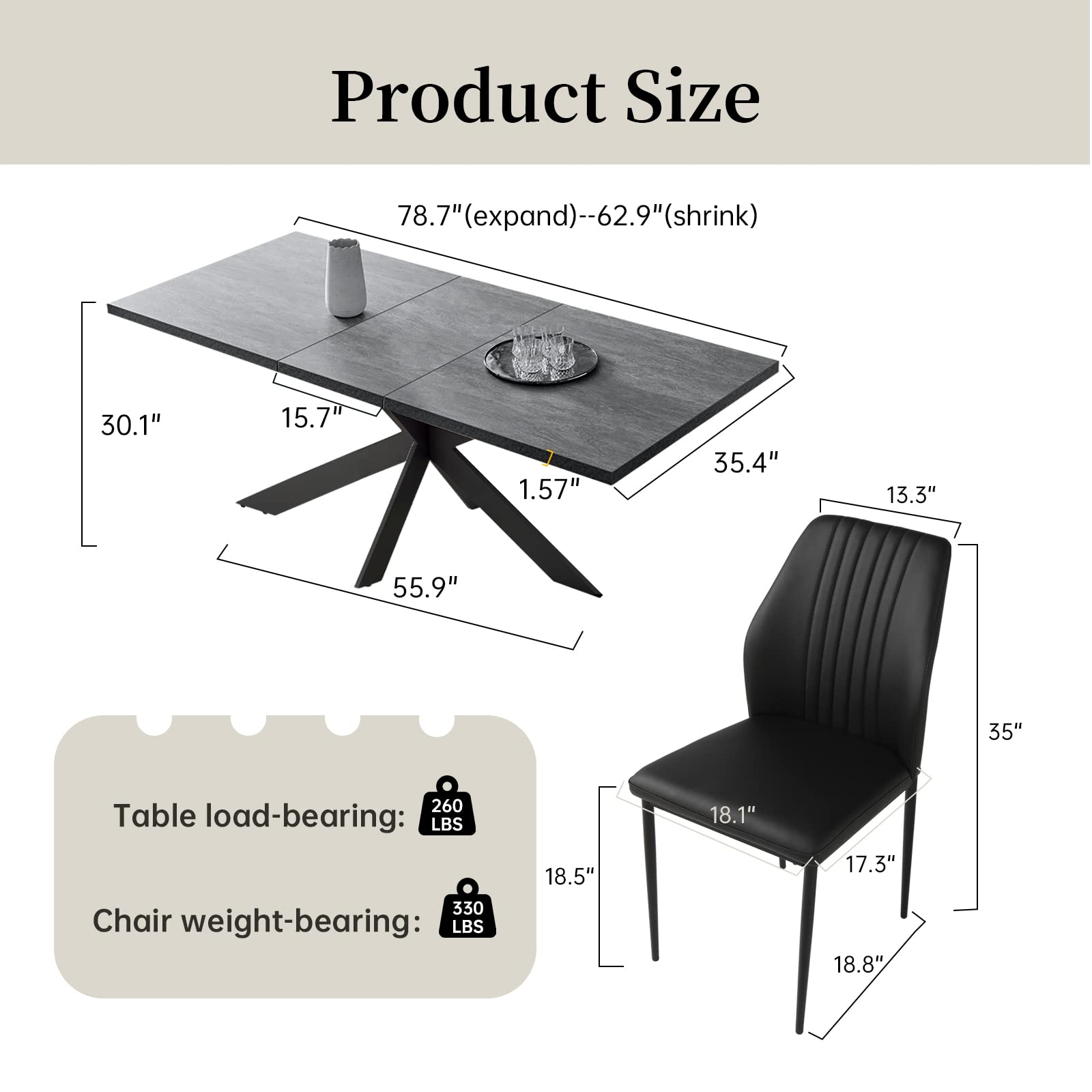 ZckyCine Kitchen & Dining Room Tables for 6-8 Person Space Saving ...