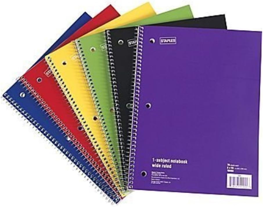 Amazon.com : Staples Spiral Notebook 1-subject, 70-count, Wide Ruled ...