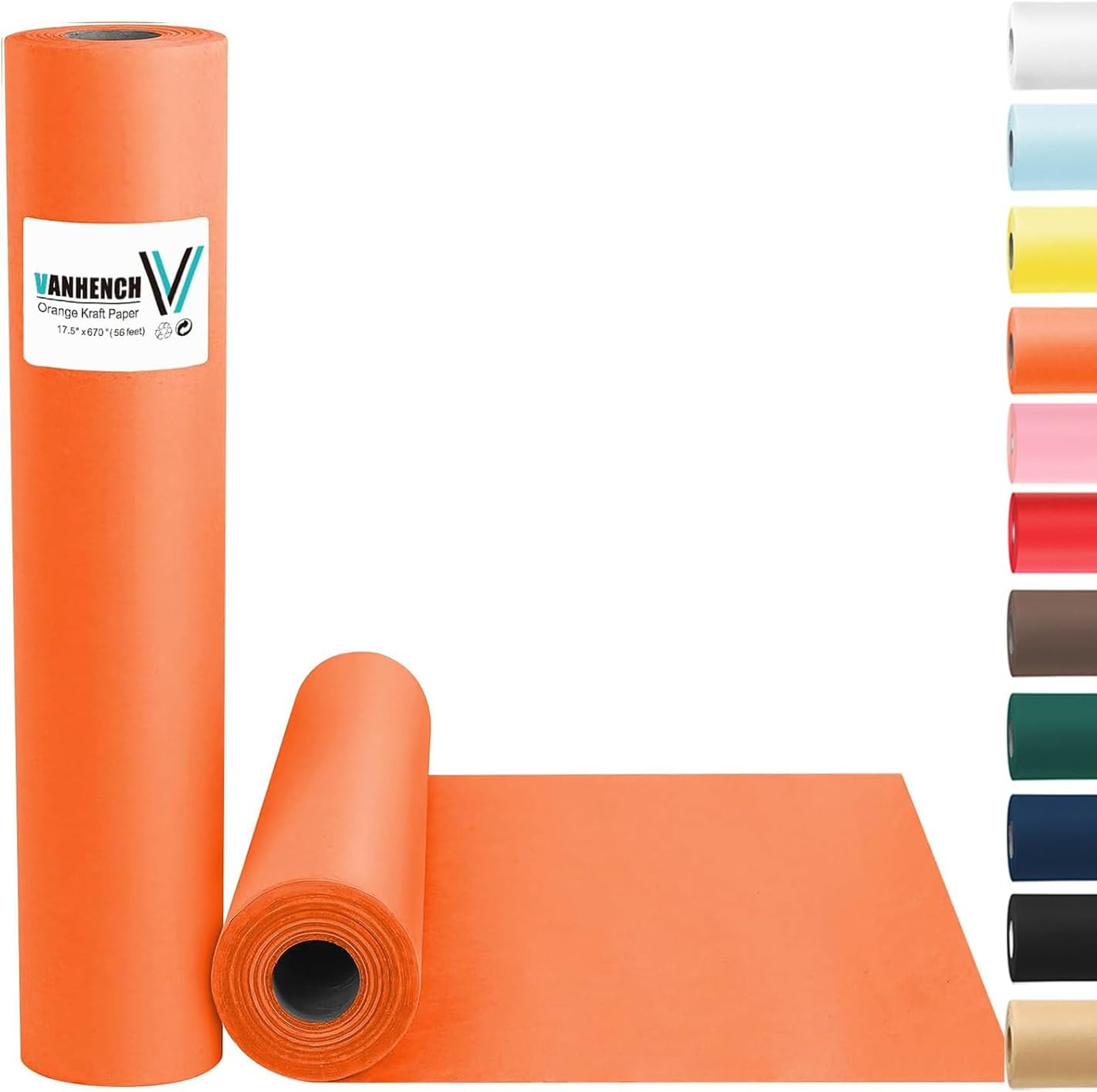 Amazon.com: Vanhench Orange Wrapping Paper Roll 17.5"×670" (56FT ...