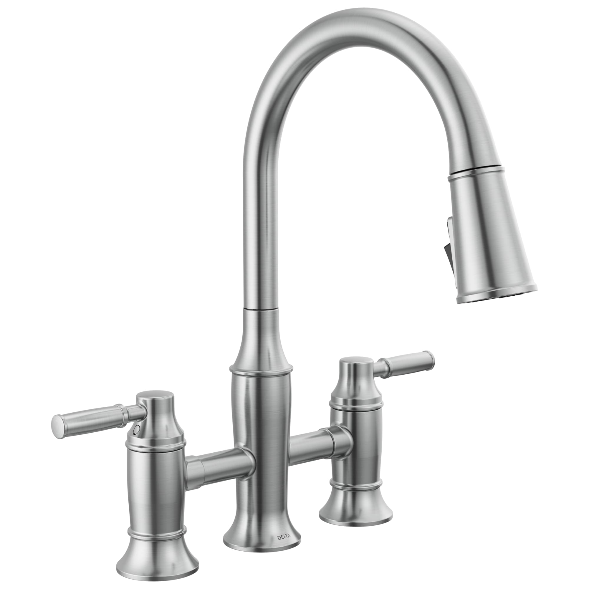 Delta Faucet Renaldi Bridge Kitchen Faucet with Pull Down Sprayer ...