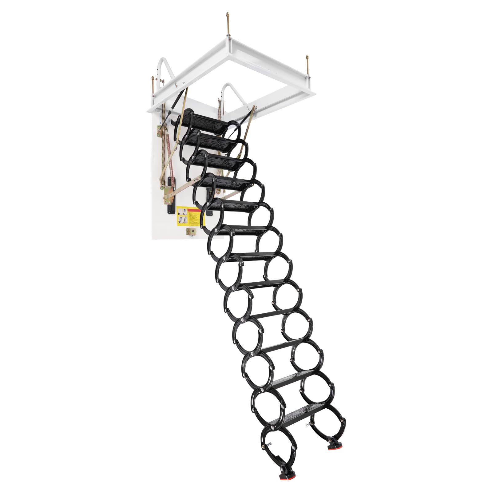 12 Steps Attic Ladder, Retractable Attic Ladder Pull Down System with ...