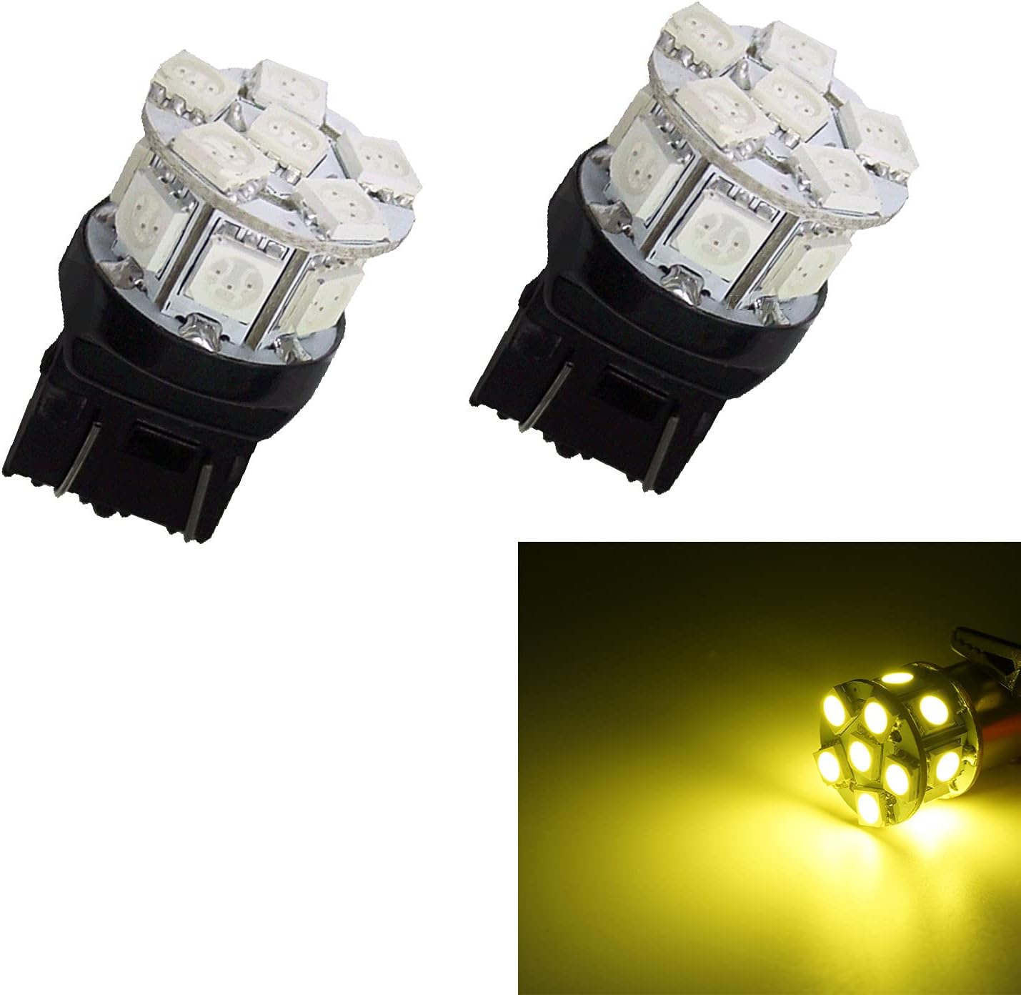 Amazon.com: PA LED 2PCS 13SMD T20 7443 Golden Lemon Yellow Auto LED ...