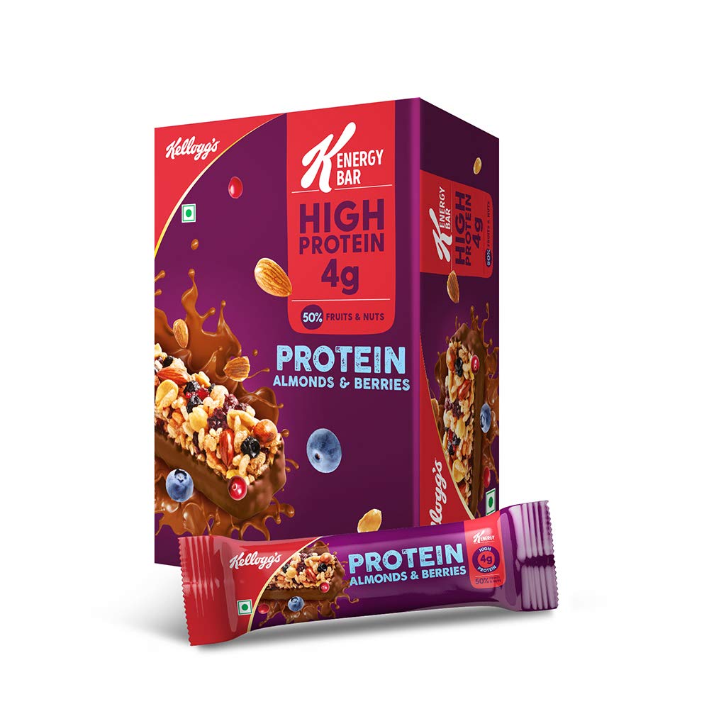 Kellogg's K-Energy Bar Protein Almonds & Berries 360g (or 30gx12) with 50% & Fruits and High ...