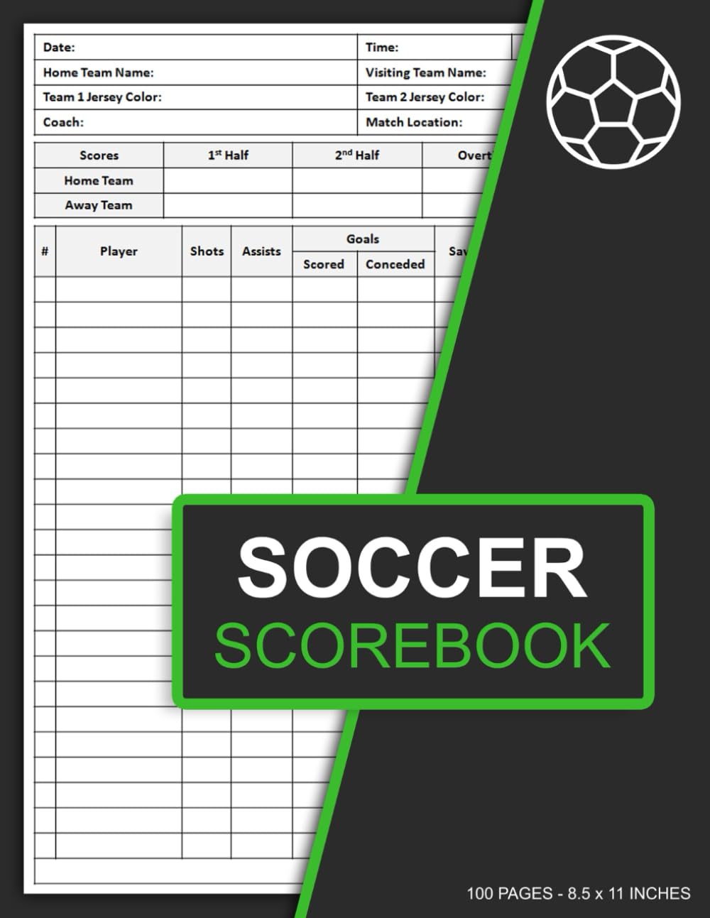 Soccer Scorebook: Soccer Score Record Book | Soccer Stats Tracker ...
