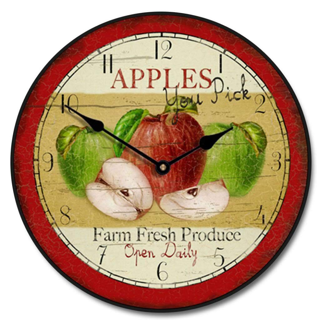 Amazon.com: Vintage Apple Wall Clock | Ultra Quiet Quartz Mechanism ...