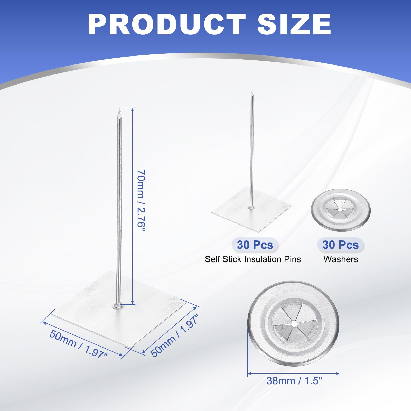 Snapklik.com : HiPicco 70mm Self Stick Insulation Pins, 30 Sets 1.5 ...