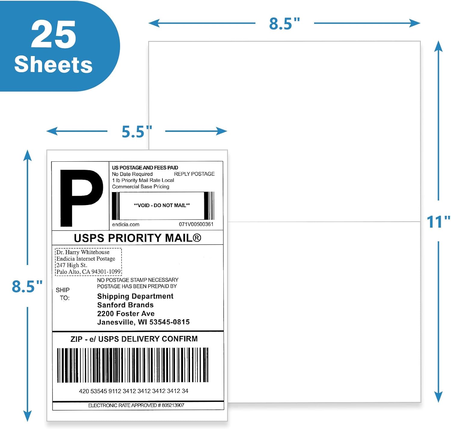 Half Sheet Labels, 8.5 X 5.5 Shipping Labels 2 Per Philippines | Ubuy