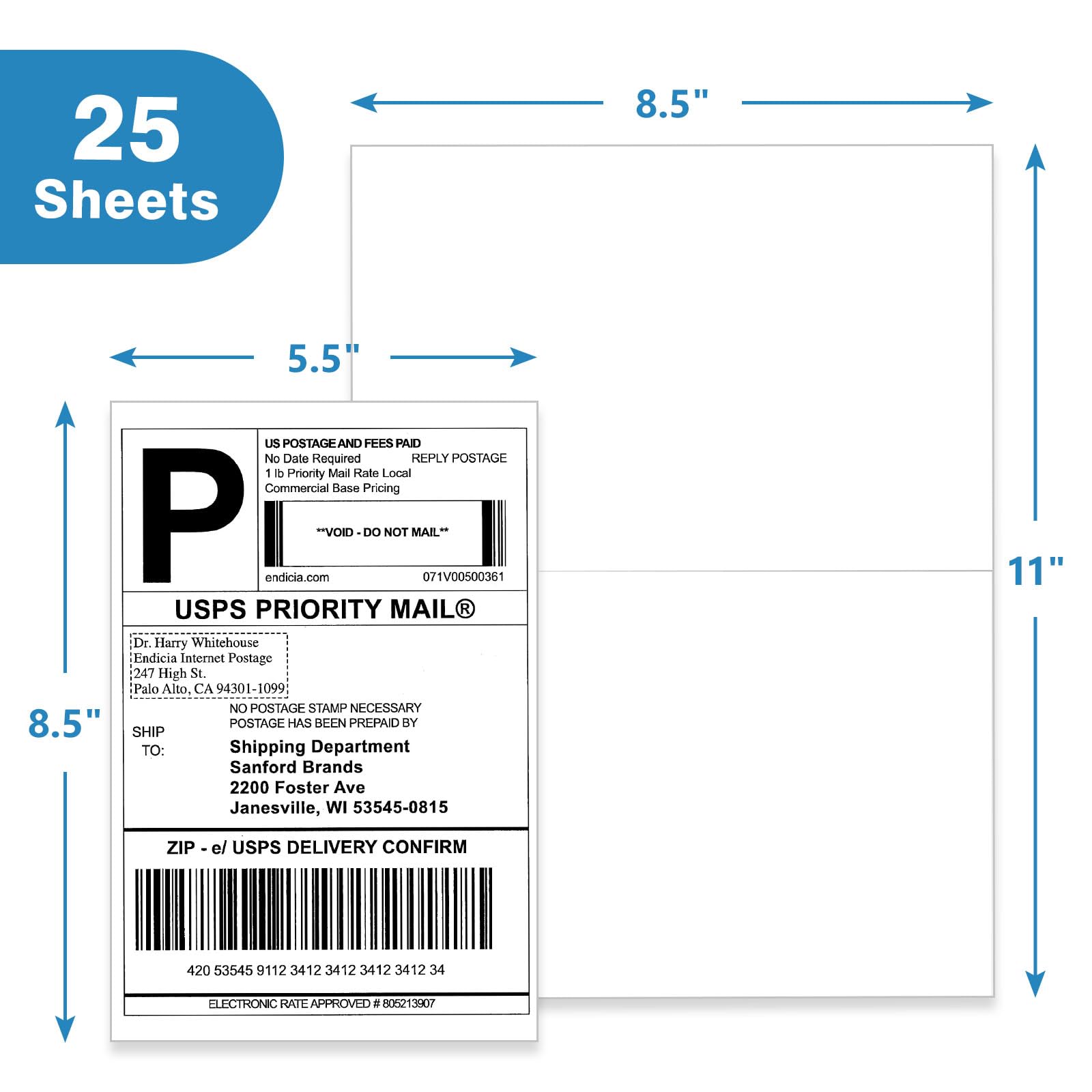 Snapklik.com : 8.5x5.5 2-Up Half-Page Adhesive Labels For Laser ...