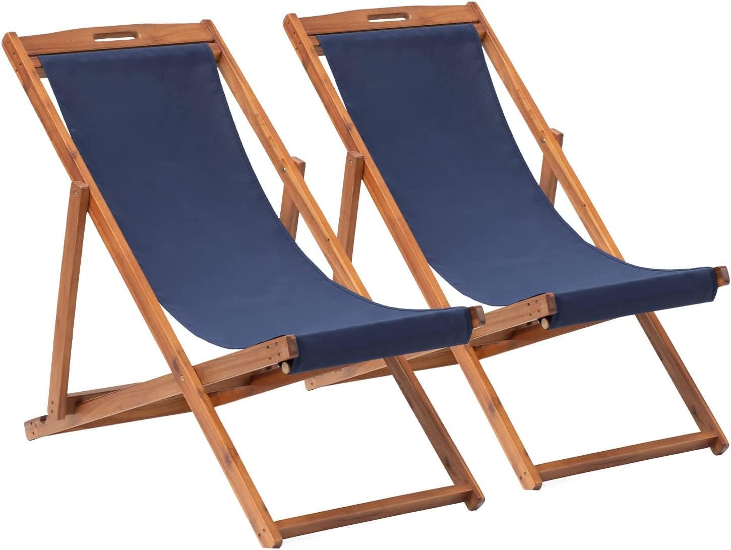 Amazon.com: MKDLUFEI Wooden Beach Chairs Set of 2, Modern Style, Patio ...