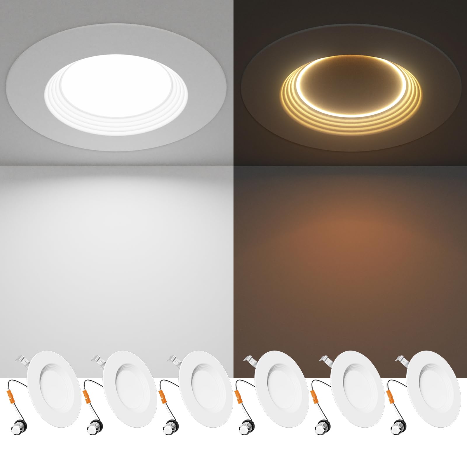 Ensenior 5/6 Inch 5CCT LED Can Lights with Night Light 24 Pack ...