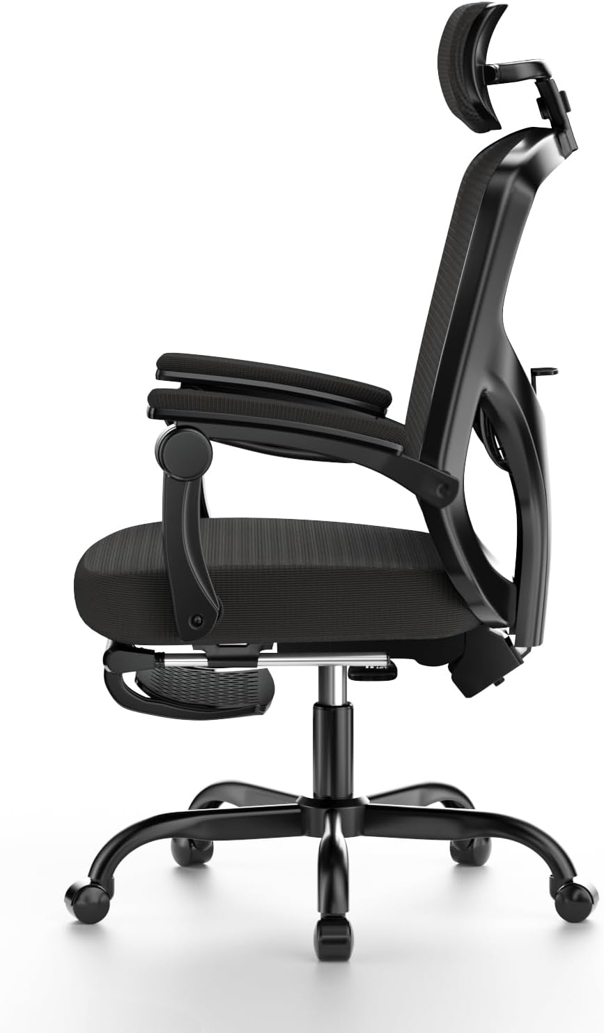 naspaluro Ergonomic Office Chair with Footrest, High Back Mesh Office ...