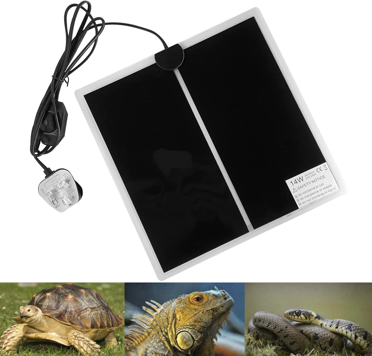 PeSandy Reptile Heating Mat with Temperature Adjustment, 14W Non ...