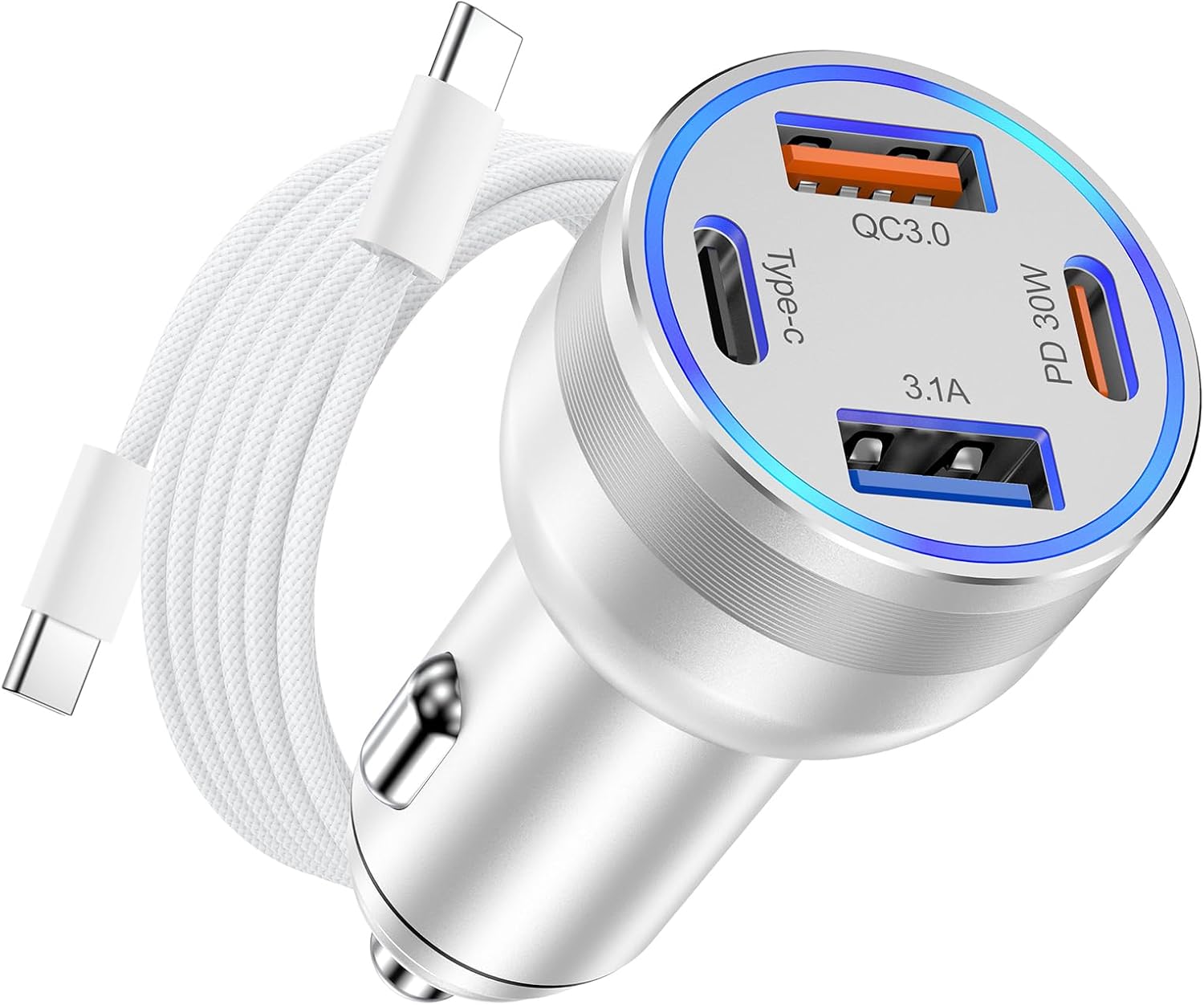 Amazon.com: 65W iPhone 15/16 Pro Max USB C Car Charger, 4-Port USB-C ...