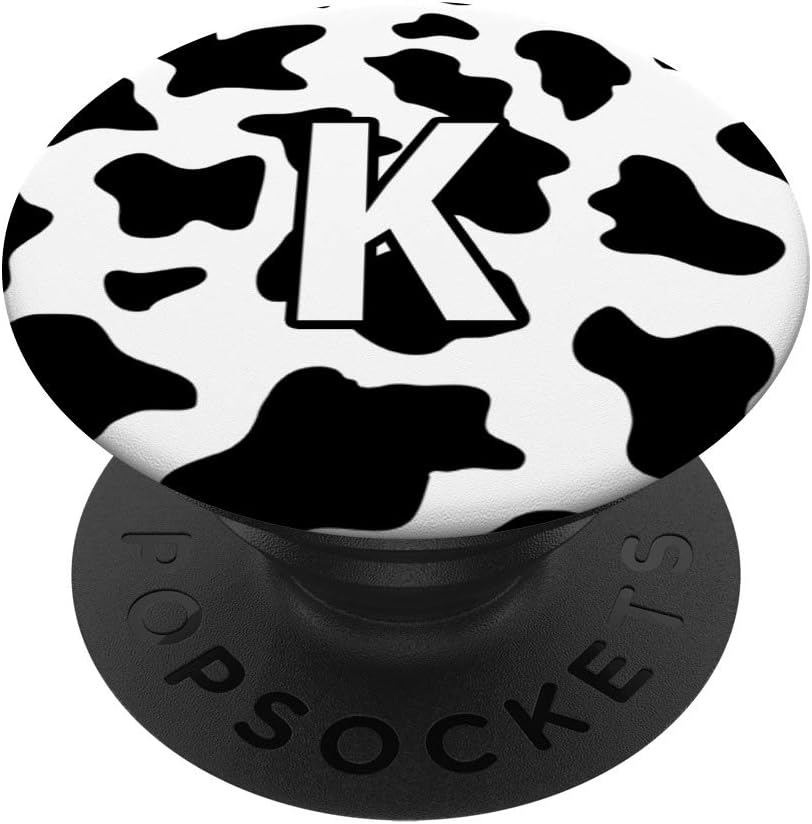Amazon.com: Cow Print Pattern Monogram K Initial Letter Black And White ...