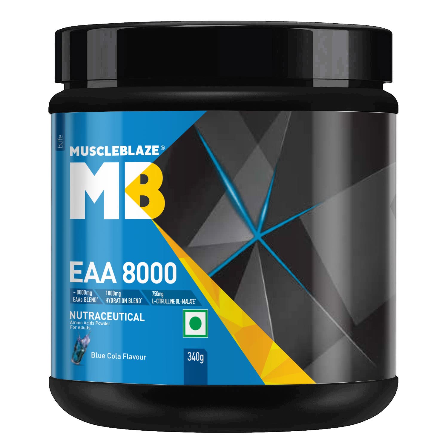 MuscleBlaze EAA 8000, 8000 mg EAAs Blend, 1000 mg Hydration Blend ...