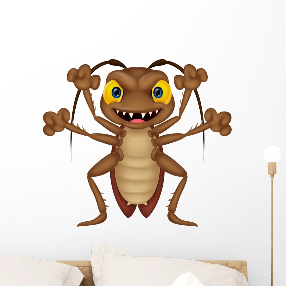 Buy Wallmonkeys Scary Cockroach Cartoon Peel and Stick Wall Decals ...