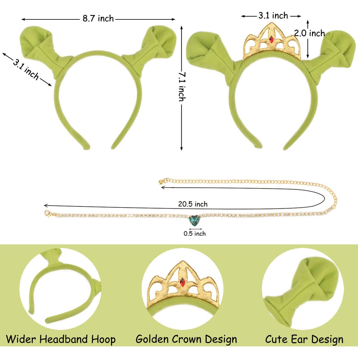 Snapklik.com : 5 PCS Ogre Ears Princess Headband Donkey Ears Set ...