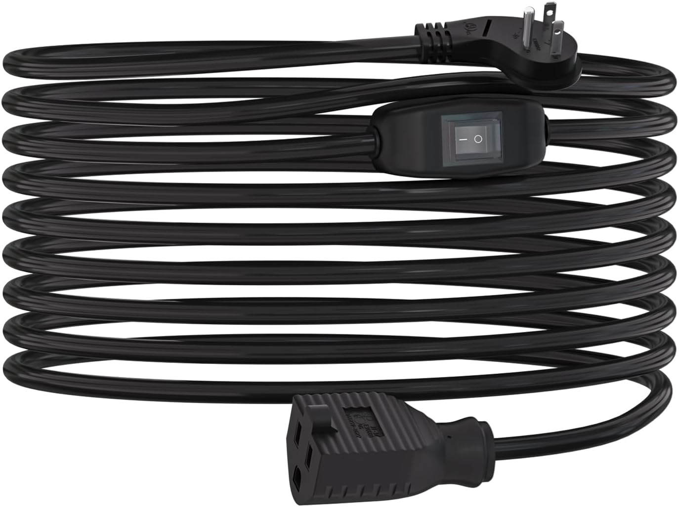 Amazon.com: Long Extension Cord with Switch On/Off 3 Prong Grounded ...