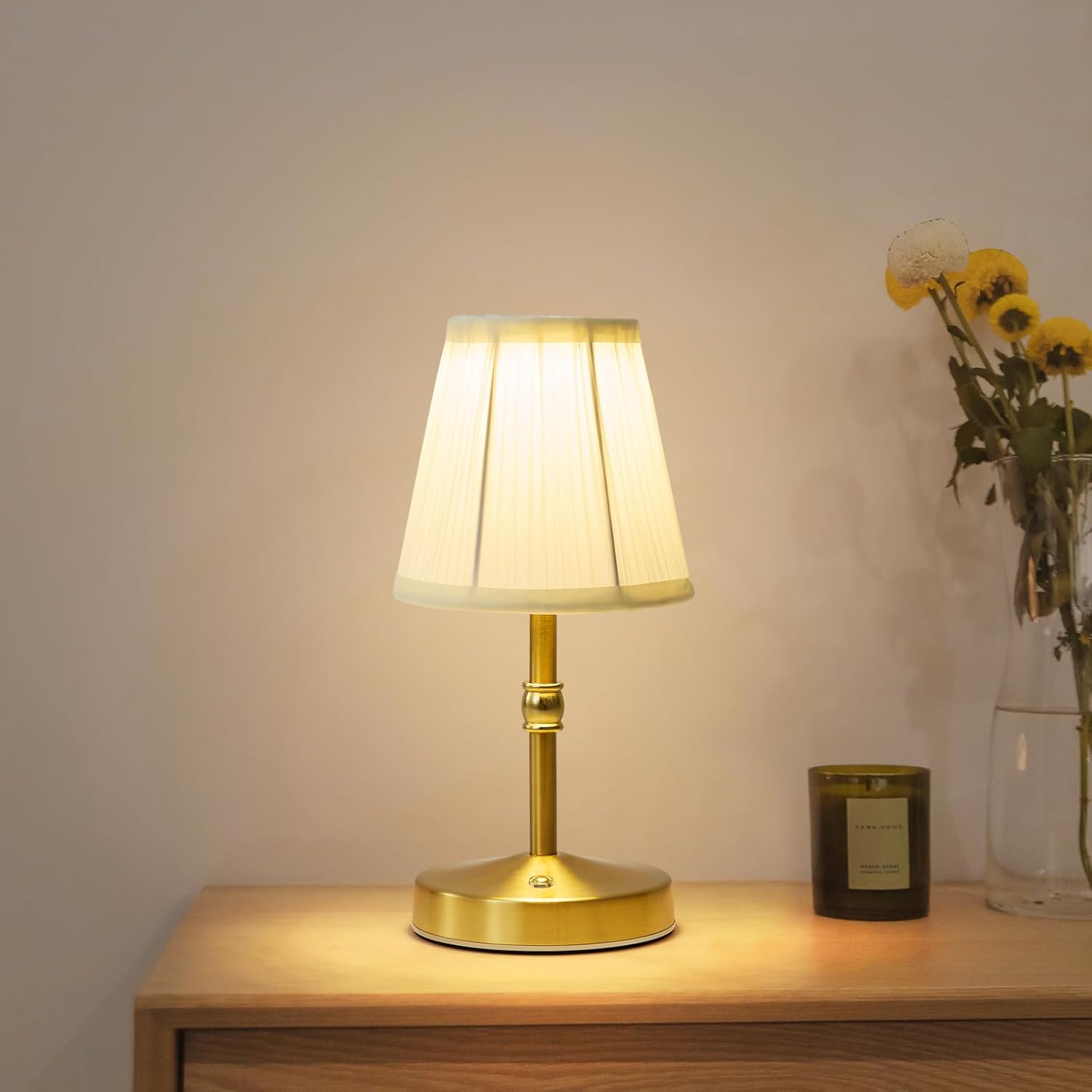 Cordless Small Lamp Gold,3000 mah Battery Operated Mini Lamp,3 Level ...