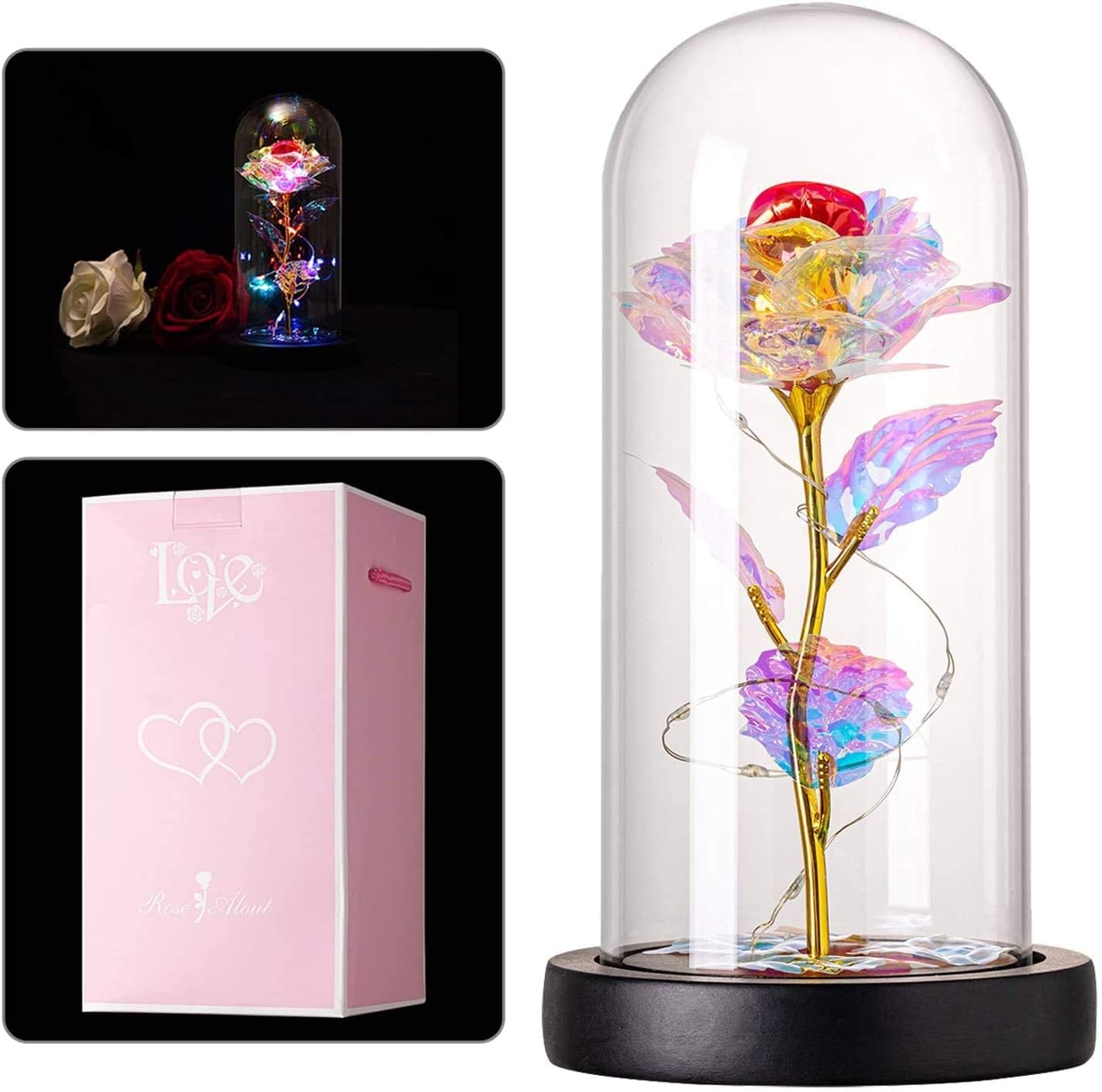 Amazon.com: Galaxy Rose Flower 24k Gold Infinity Rose with Led String ...