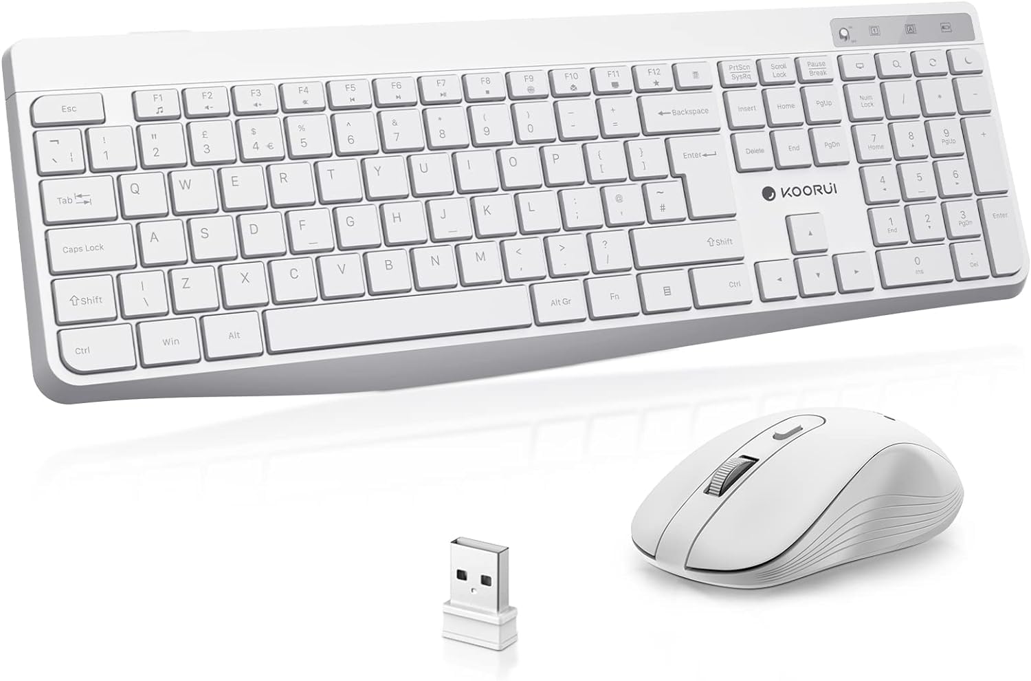 KOORUI Wireless Keyboard and Mouse Combo, 12 Multimedia and Shortcut ...