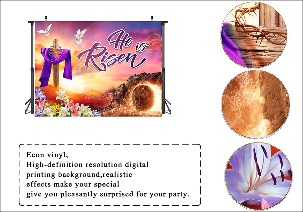 He Is Risen Photo Backdrop Easter Religious Backdrop 7 X 5 Ft Easter ...