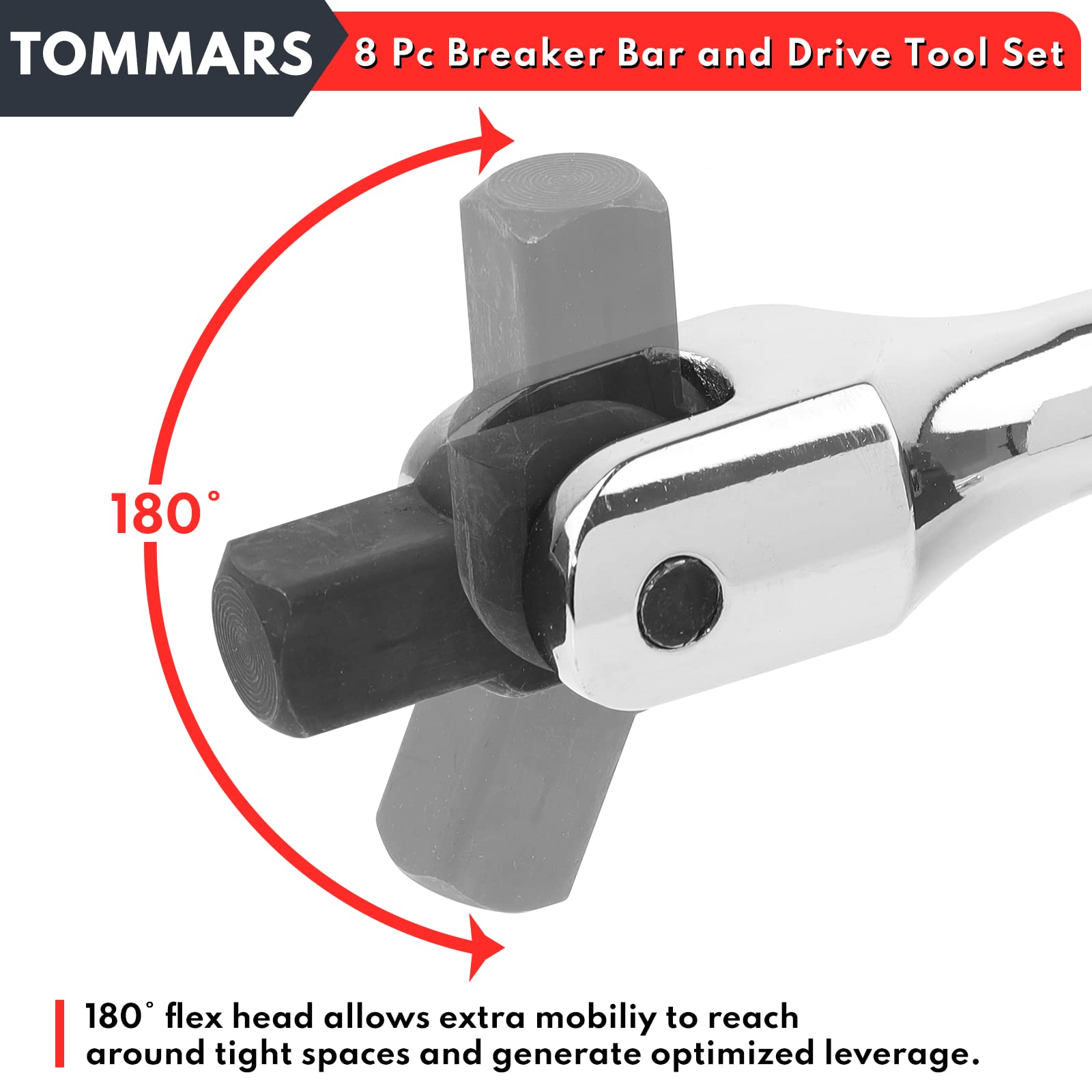 TOMMARS 7-Pc Breaker Bar Set, 1/4", 3/8" & 1/2" Heavy Duty Breaker Bars ...