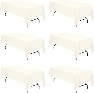 Amazon.com: BRILLMAX 6 Pack Ivory Tablecloths for 6 Foot Rectangle ...