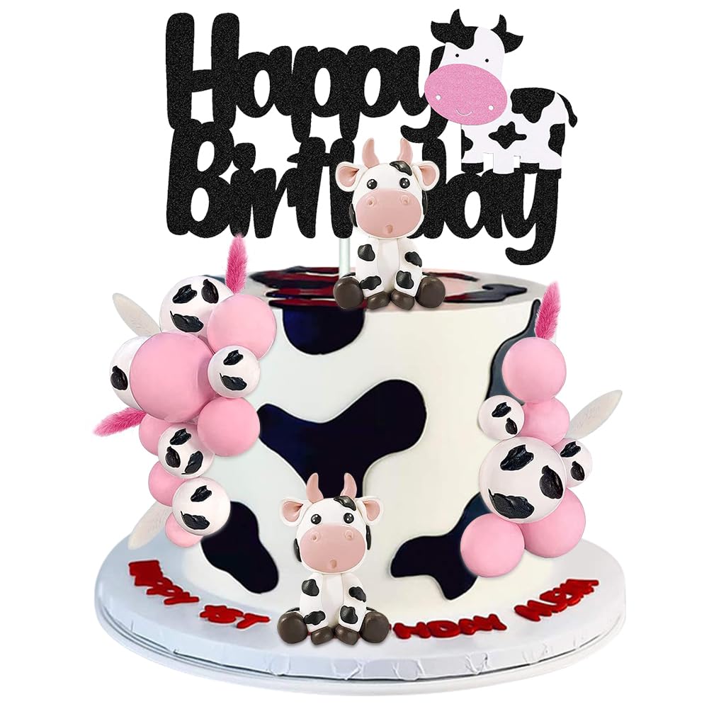 Cow Cake Topper,27 pcs Farm Cake Topper with Cow Miniature Figurines ...