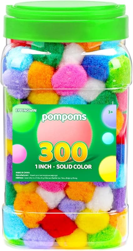 Amazon.com: Eppingwin 300pcs 1 Inch Multi-Colored Pom Poms, Soft ...