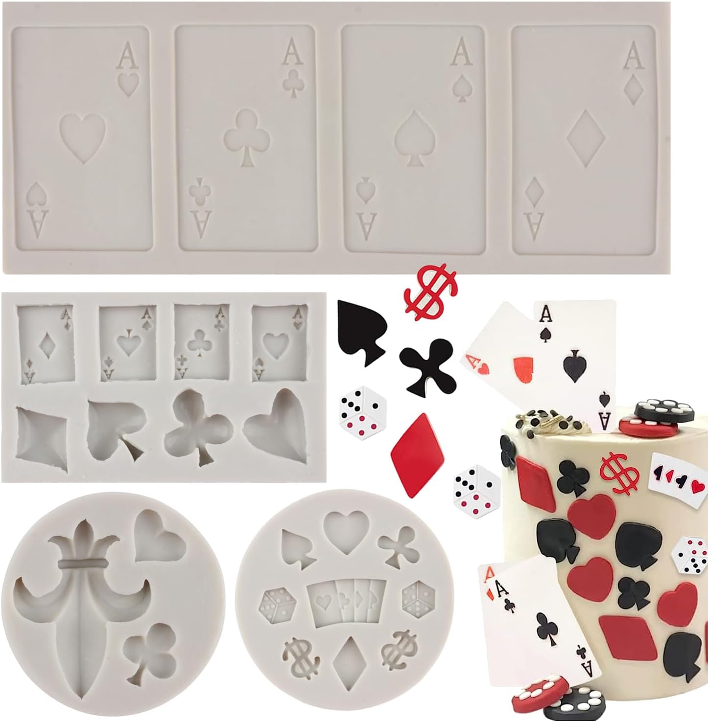 Amazon.com: Sijiangmold Poker Silicone Molds Casino Playing Card ...