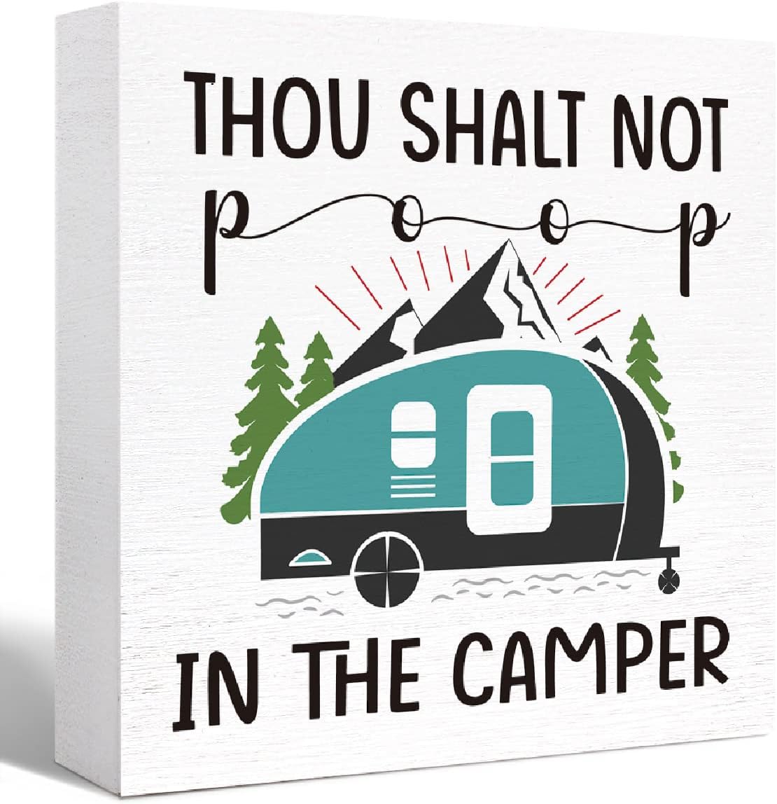 Amazon.com: Funny Camping Woodn Sign Thou Shalt Not Poop in the Camper ...