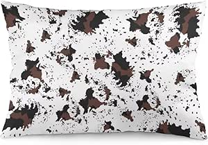 Amazon.com: Cow Print Throw Pillow Cover Queen Size Western Cow White ...