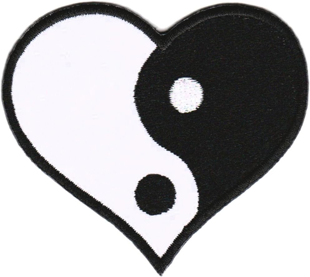 Amazon.com: Iron on patches - Ying Yang Heart Spiritual - Embroidered ...