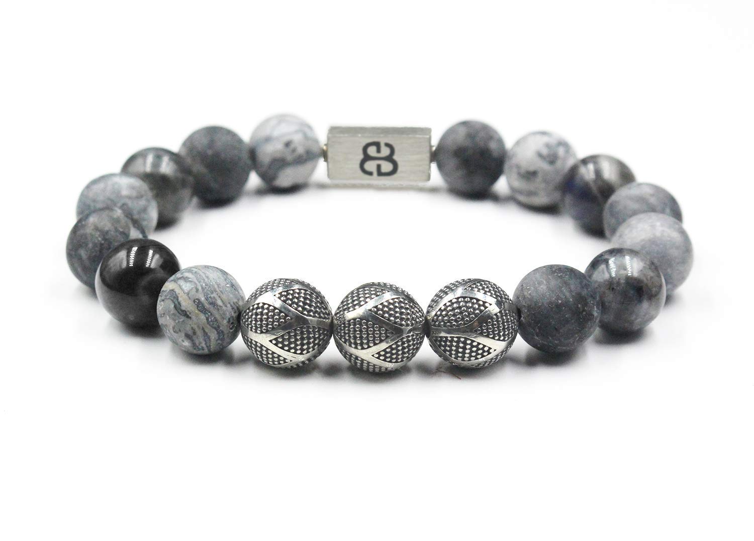 Amazon.com: Grey Stone Bead Bracelet, Quality Beaded Jewelry, Grey ...