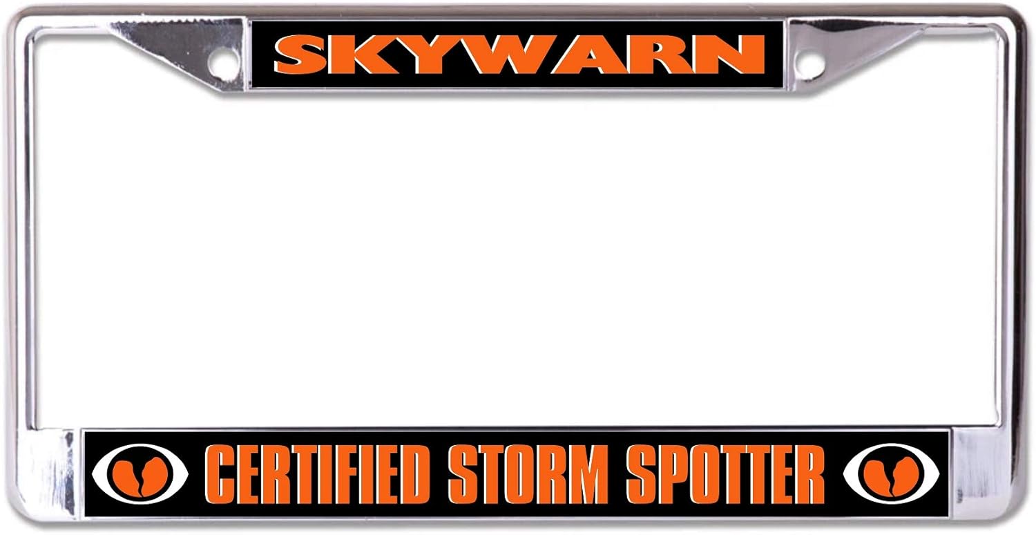 Amazon.com: Skywarn Certified Storm Spotter Chrome License Plate Frame : Automotive