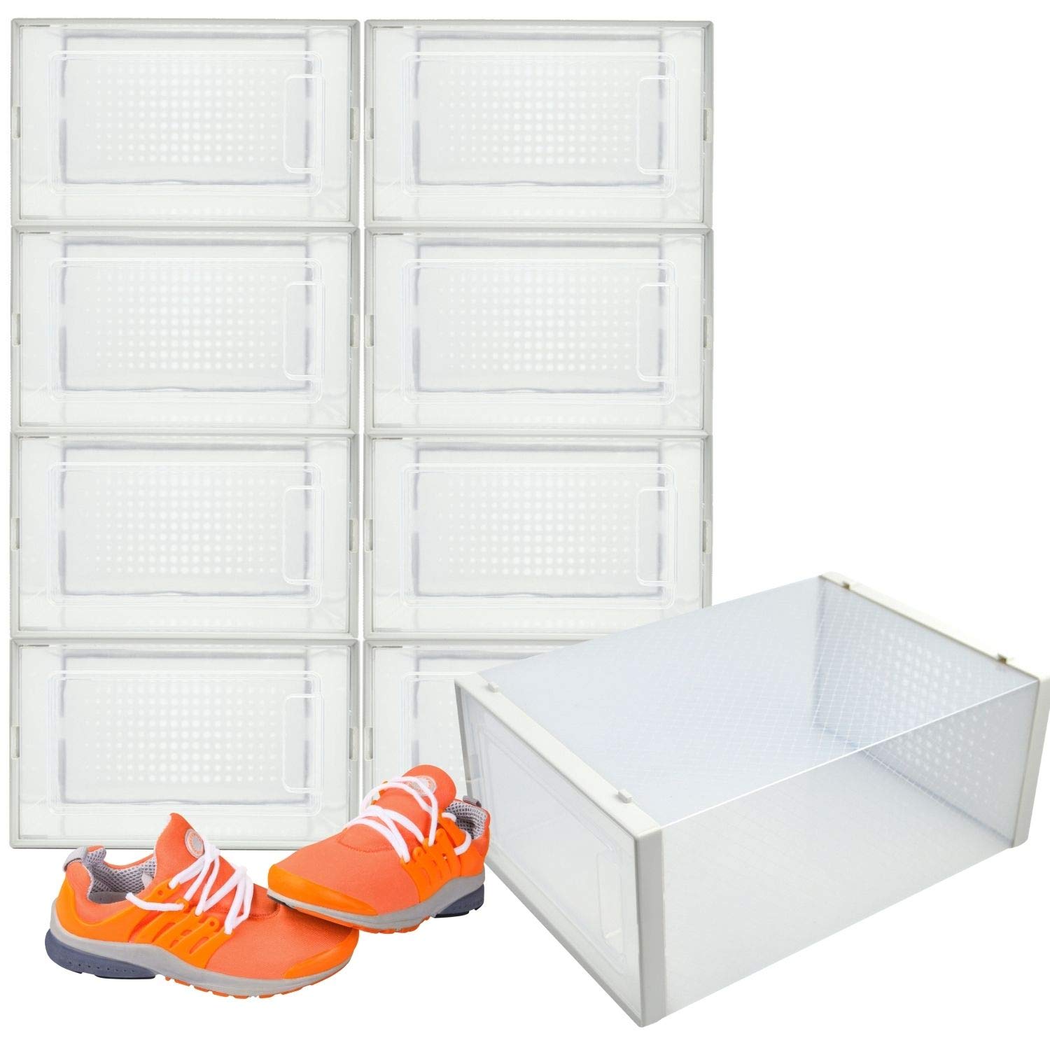 Buy YöL Stackable Shoe Box 8pcs Stacking Shoe Box Home Storage Click ...