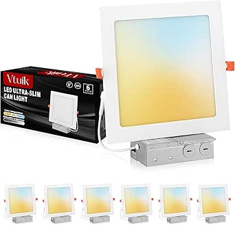 Vtuik 6 Pack 8 Inch Square LED Recessed Ceiling Light 5CCT 2700K ...