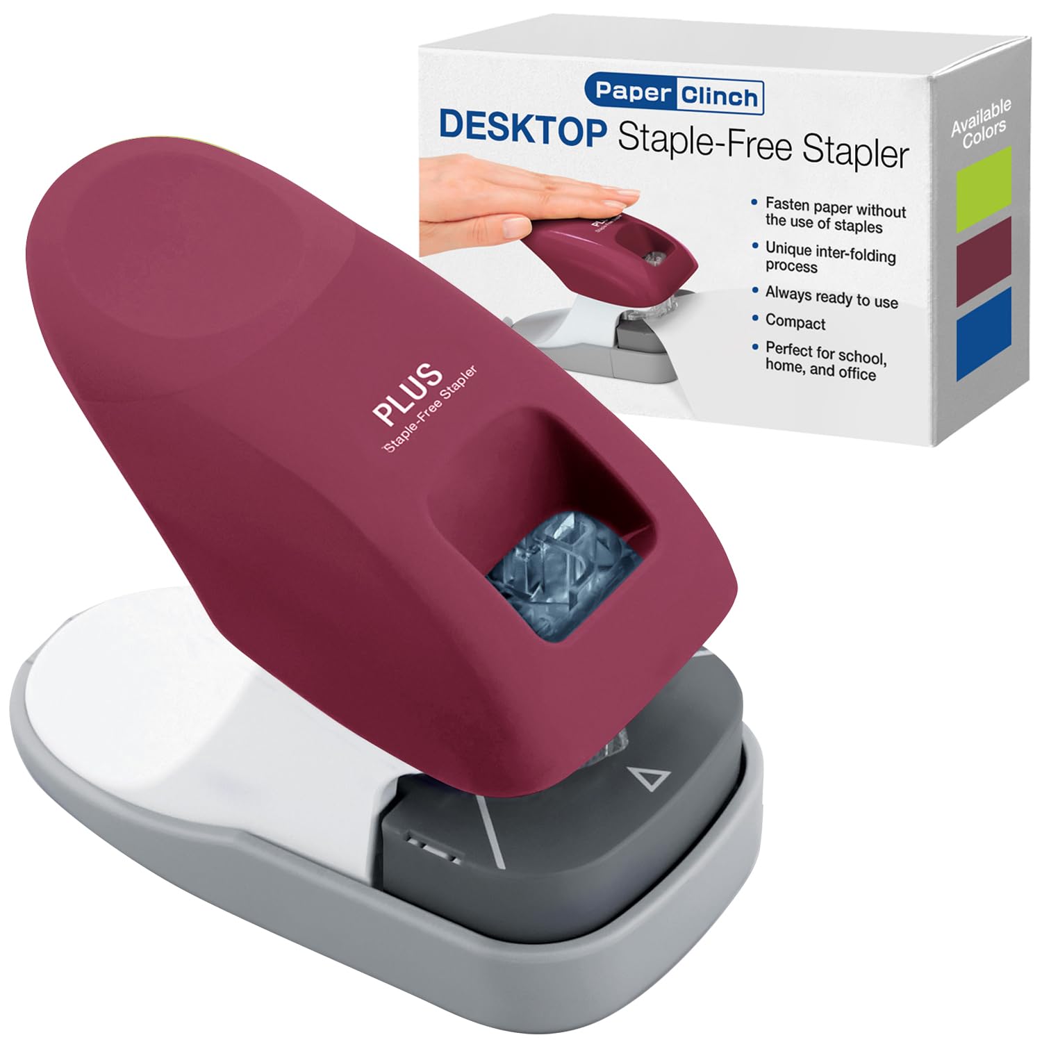 Snapklik.com : Plus Paper Clinch Desktop Staple-Free Stapler