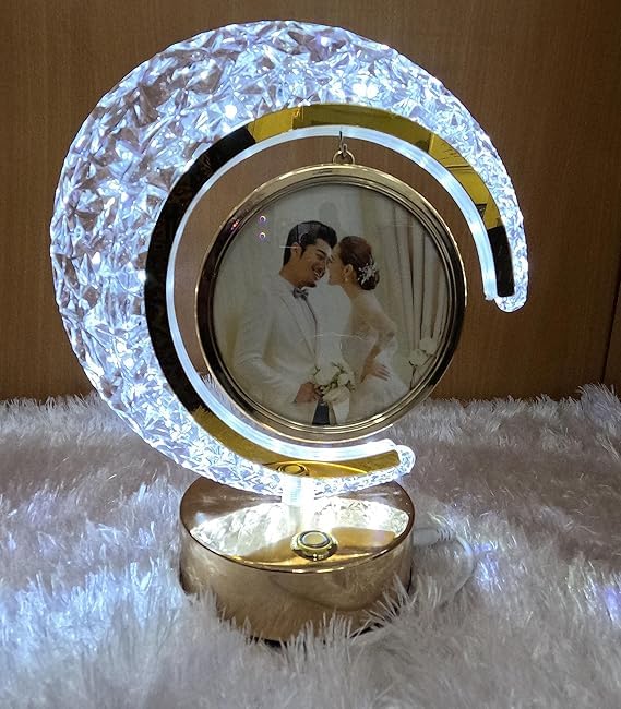 FIZIX Golden Half Moon Crystal LED Photo Frame | Heart Shape Frame | 2 ...
