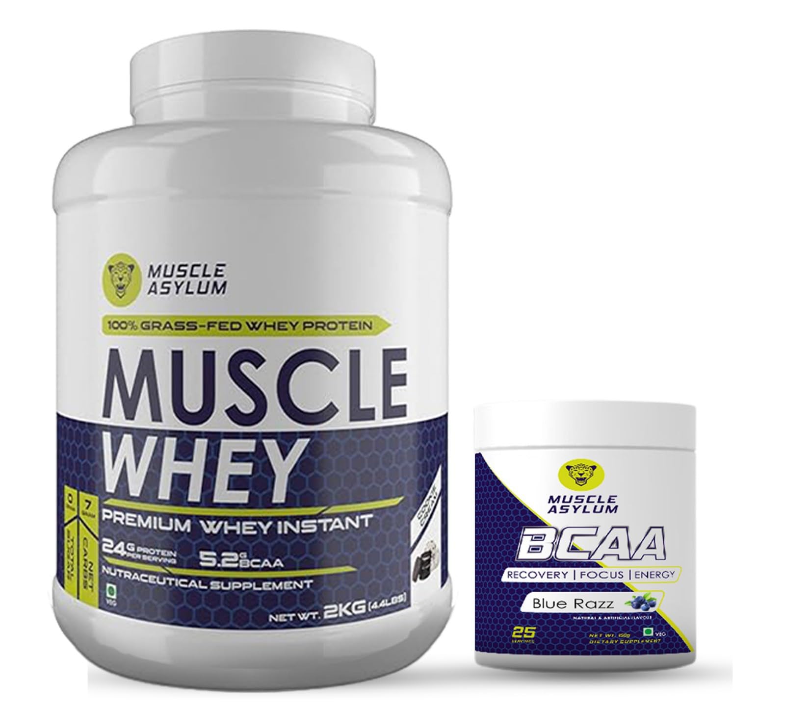 Muscle Asylum Premium Whey Protein l 2kg, 50 Servings l Cookie & Cream ...