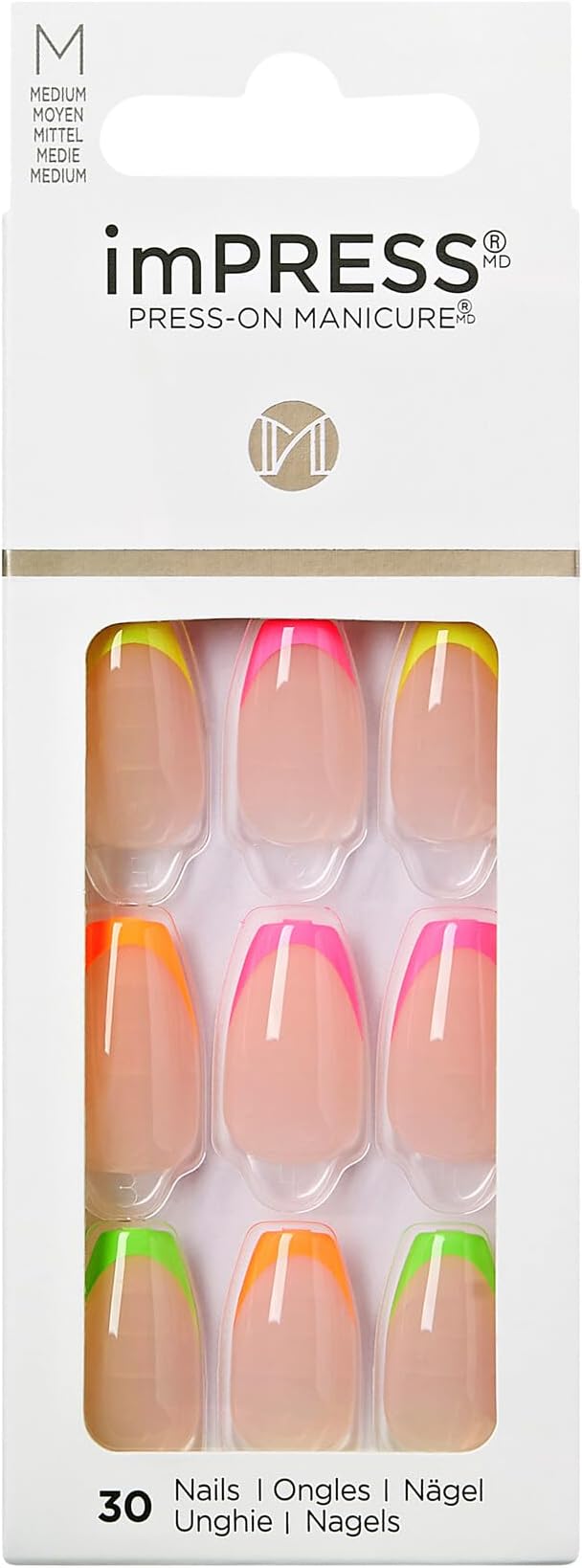 Amazon.com: KISS imPRESS No Glue Mani Press-On Nails, Design, 'Wild ...