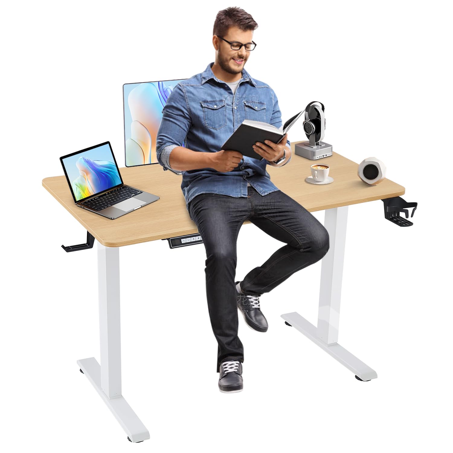 Electric Standing Desk, Adjustable Height Stand up Desk,110 X 60cm ...