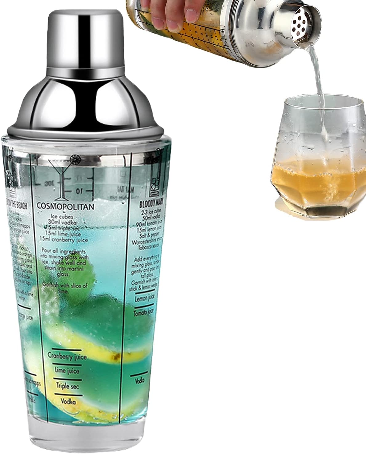 Amazon.com: Hendiy Cocktail Shaker, Drink Shaker Glass Bar Shaker ...
