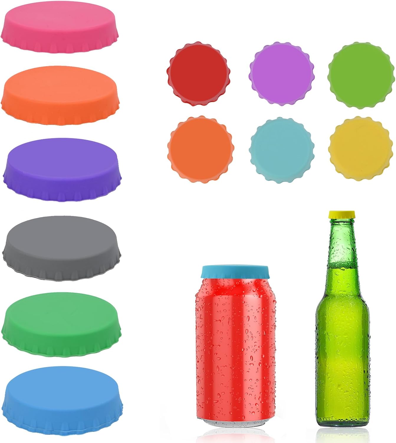 12pcs Drink Can Lids Silicone, Color Can Covers, Reusable Drink Covers ...